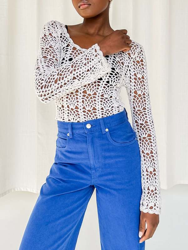 Crochet Net Top - White | Garmentory