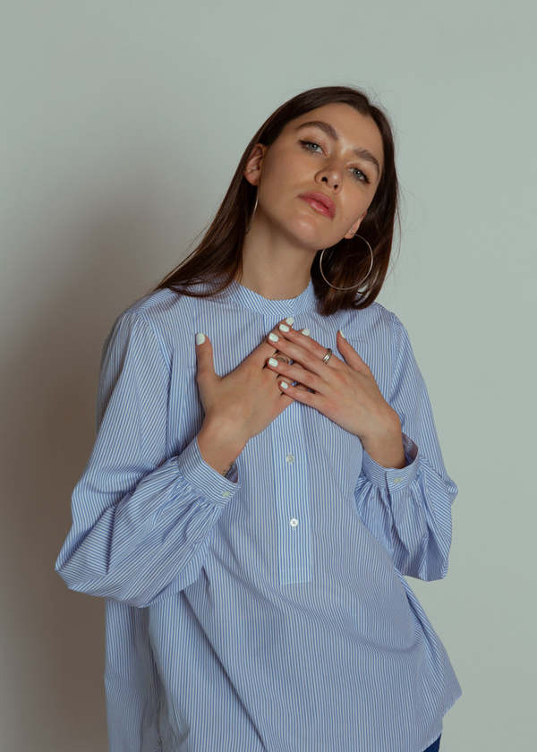 Chloe Stora Stripe Dilia Blouse - Blue Stripe | Garmentory