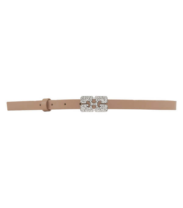 Ganni Logo Rhinestones Belt - Beige | Garmentory