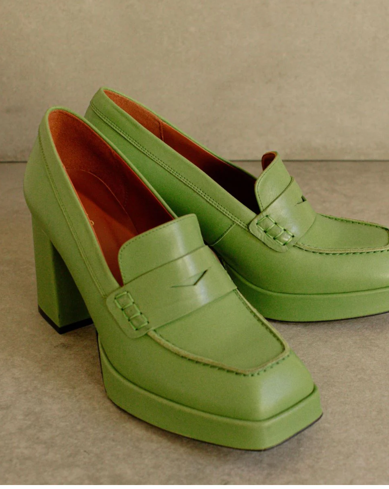 Alohas Busy Colorblock Leather Loafers - Bright Green | Garmentory