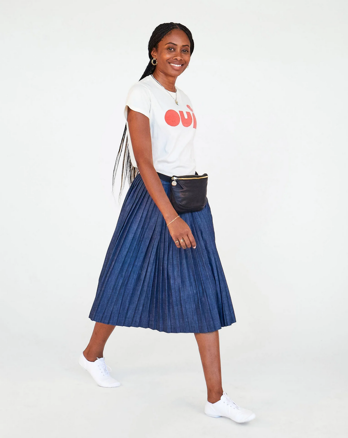 Clare V. Classic Oui Tee - Cream/Poppy | Garmentory