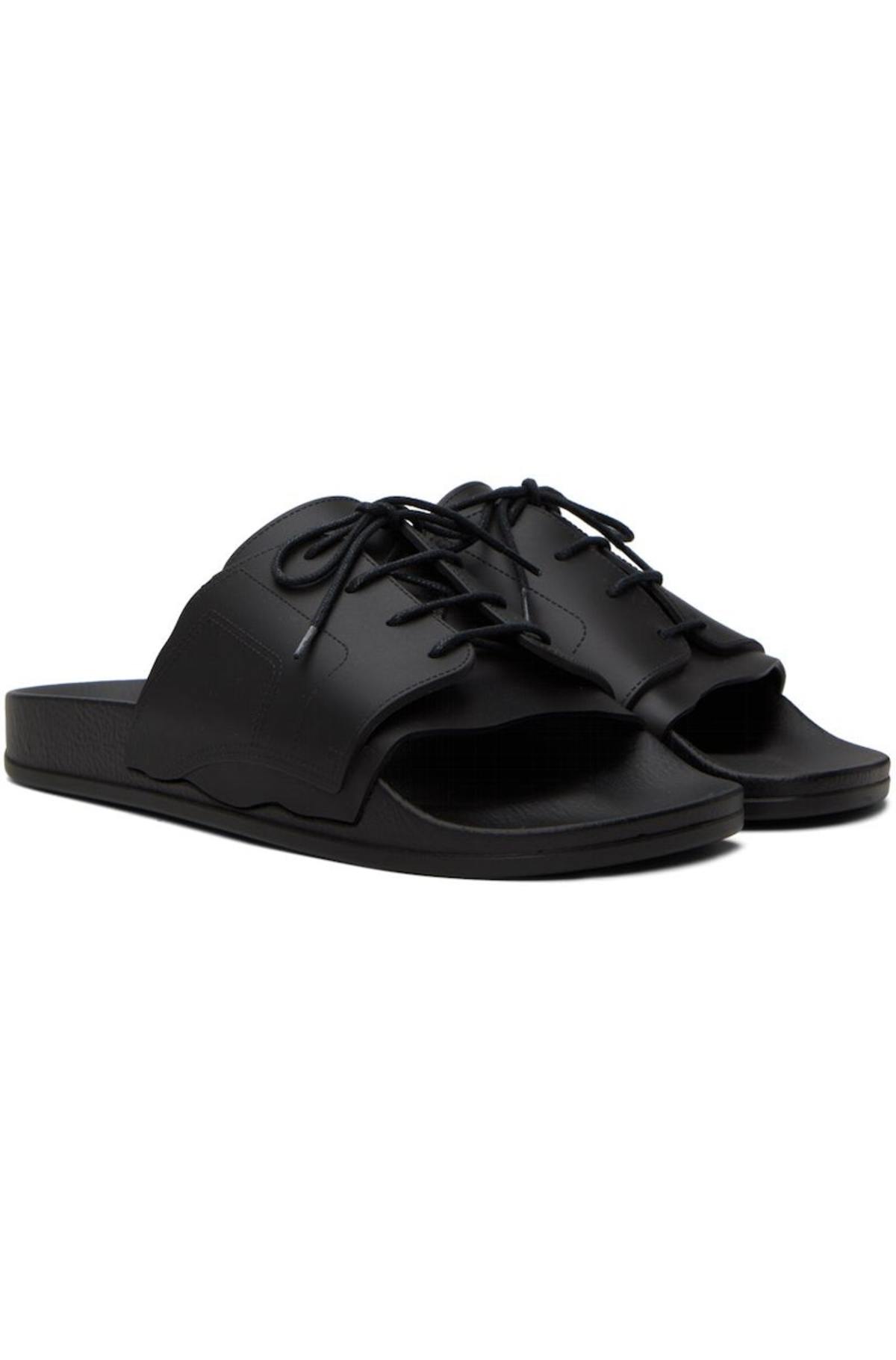 Maison Margiela Lace-Up Slides - T8008 Black Raven | Garmentory