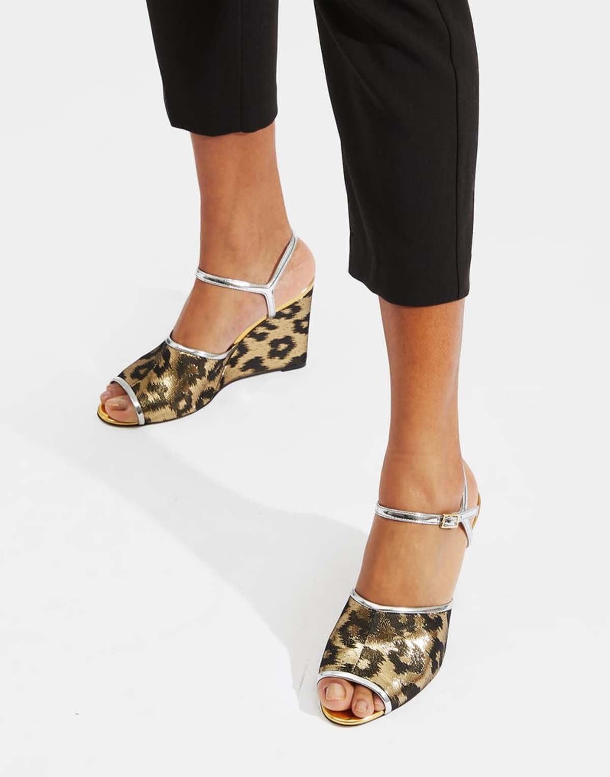 La Double J Open Leopard Wedge - Multi | Garmentory