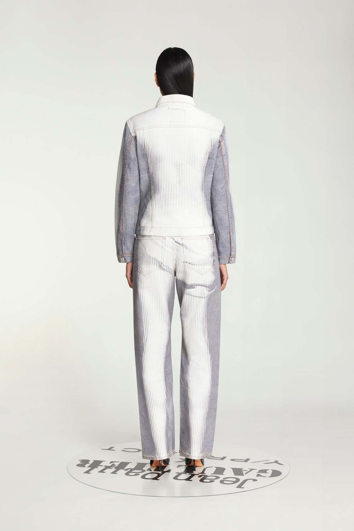 Y/project BODY MORPH FITTED DENIM JACKET - BLUE/WHITE | Garmentory