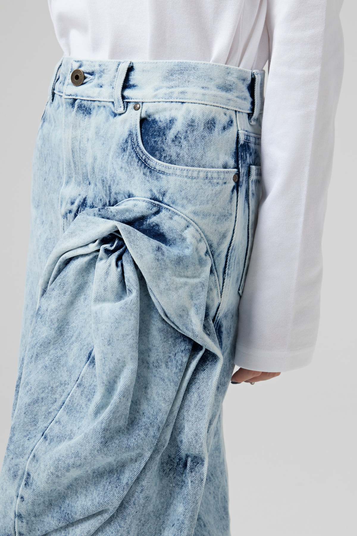 Y/project Denim Flower Skirt - Snow White | Garmentory