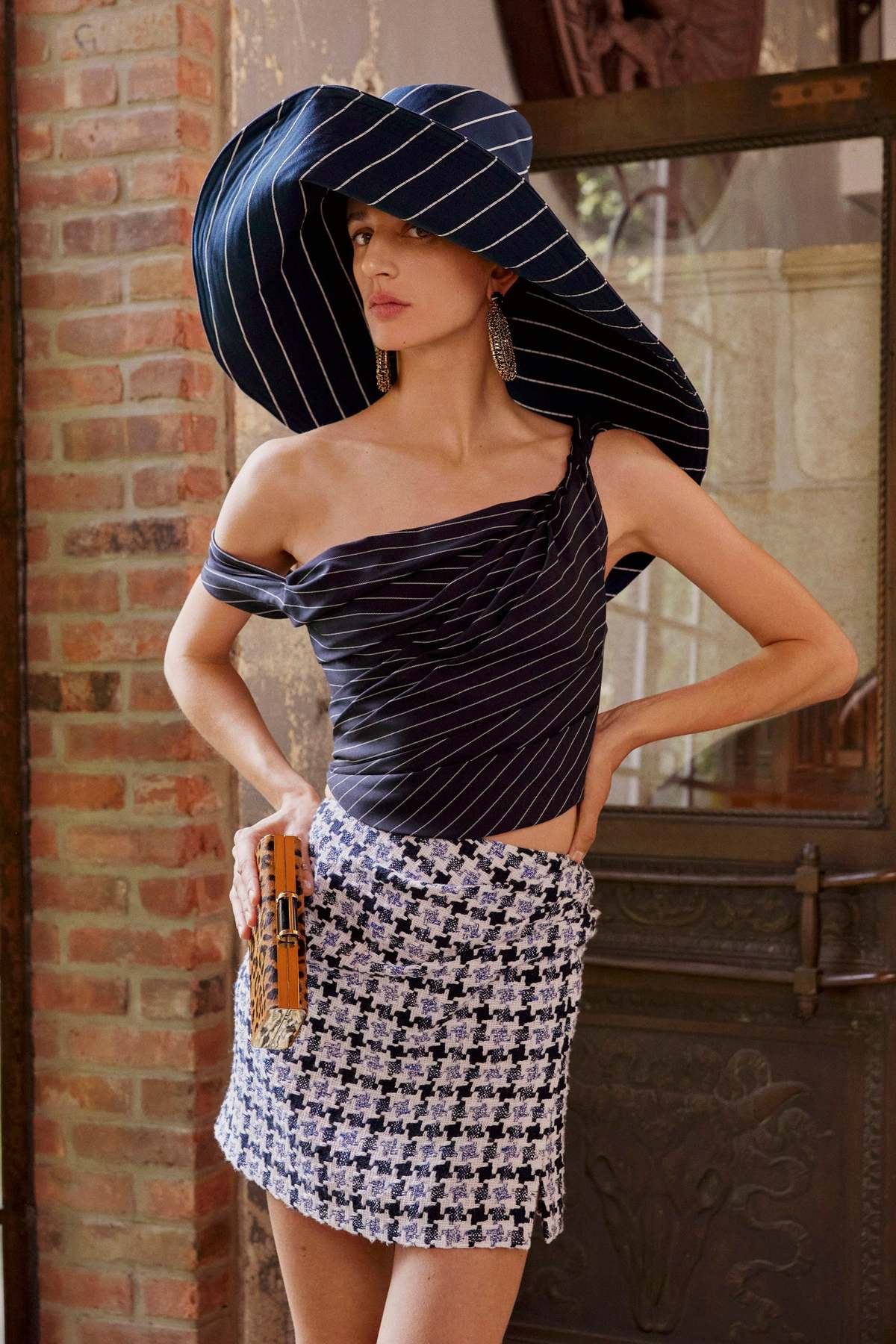 Carolina Herrera Twist Shoulder Strap Corset Tank - Midnight Multi ...
