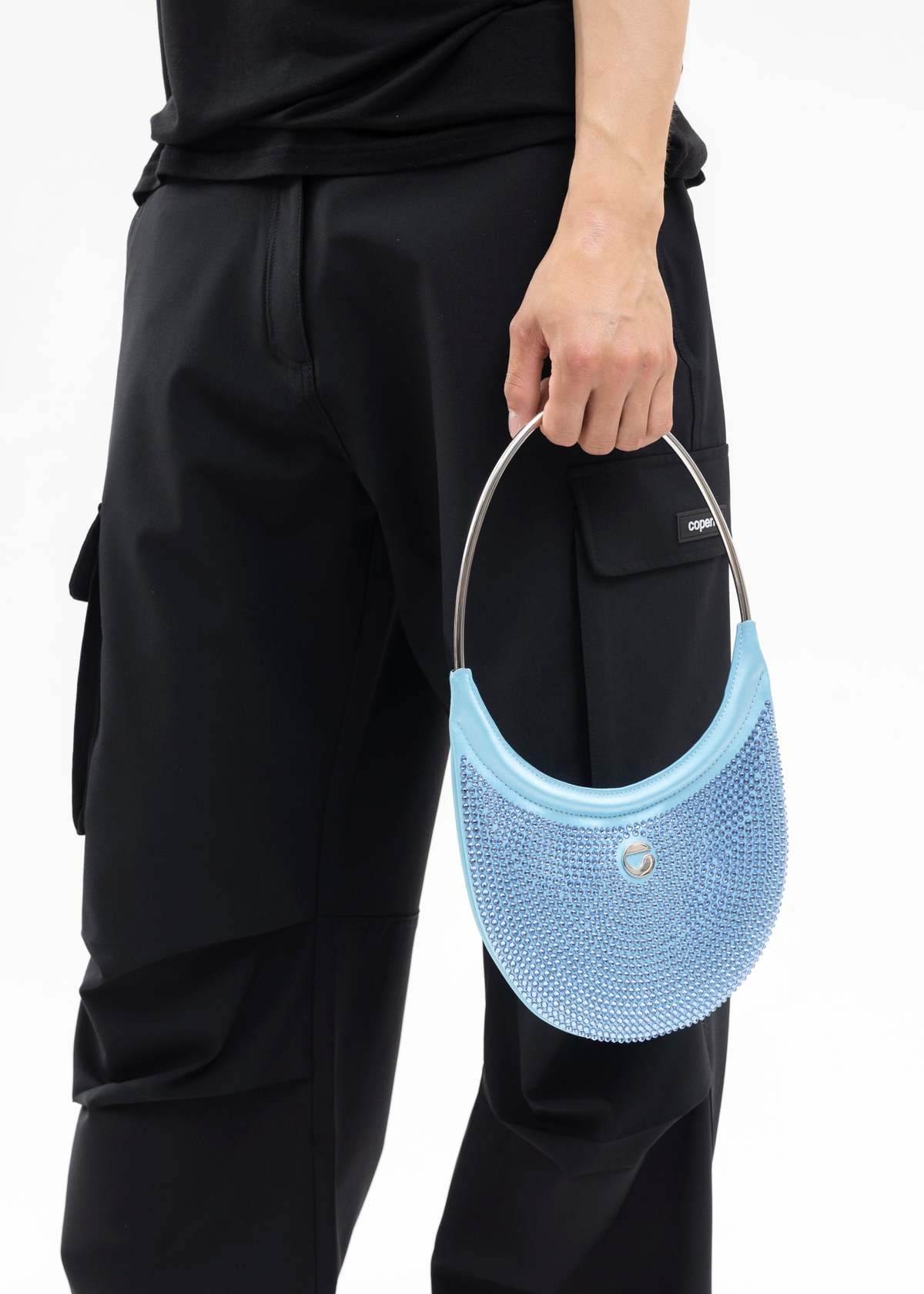 Coperni CRYSTAL EMBELLISHED RING SWIPE BAG - ICE BLUE | Garmentory