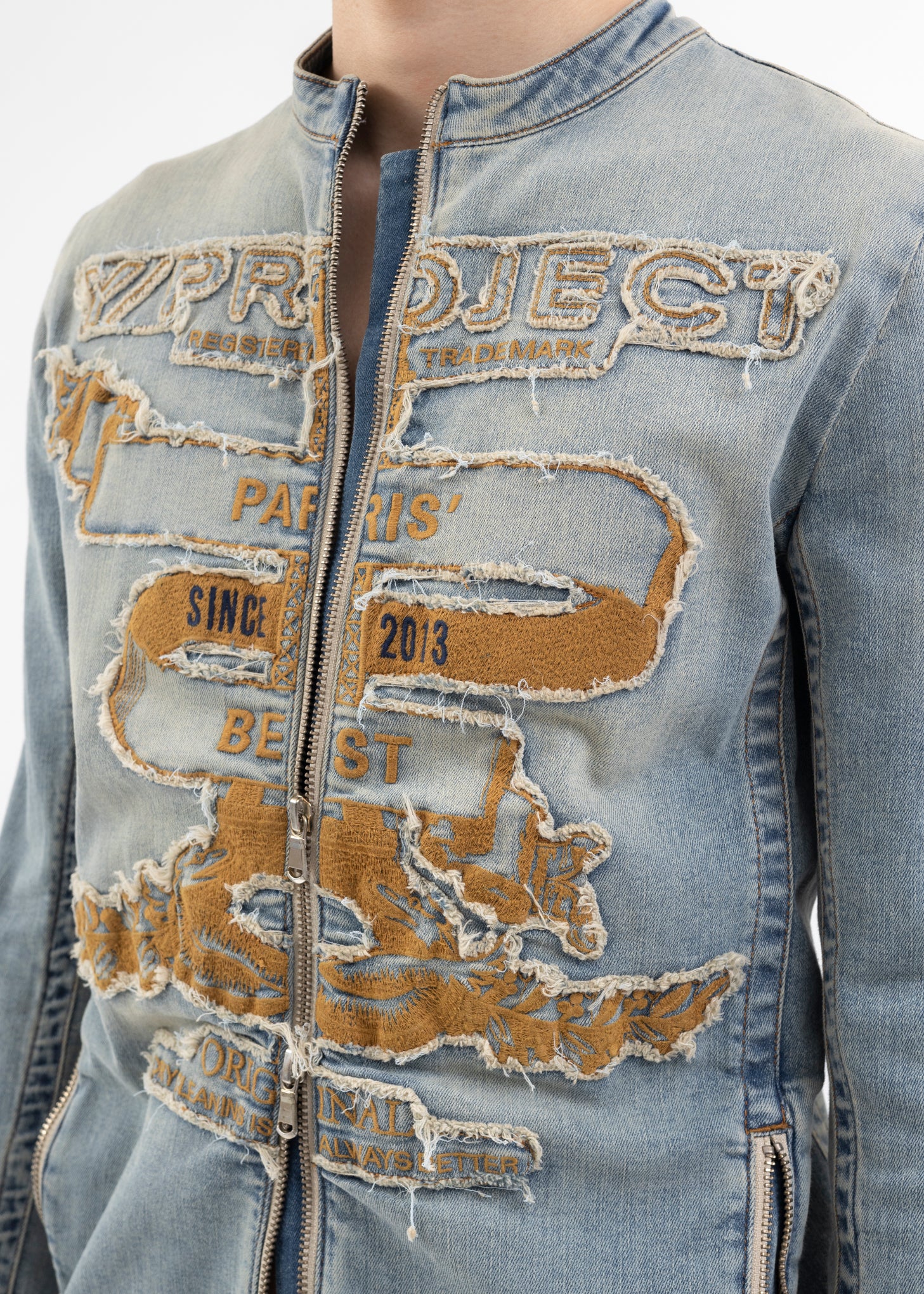 Y/project PARIS BEST ZIP DENIM JACKET - VINTAGE BLUE | Garmentory