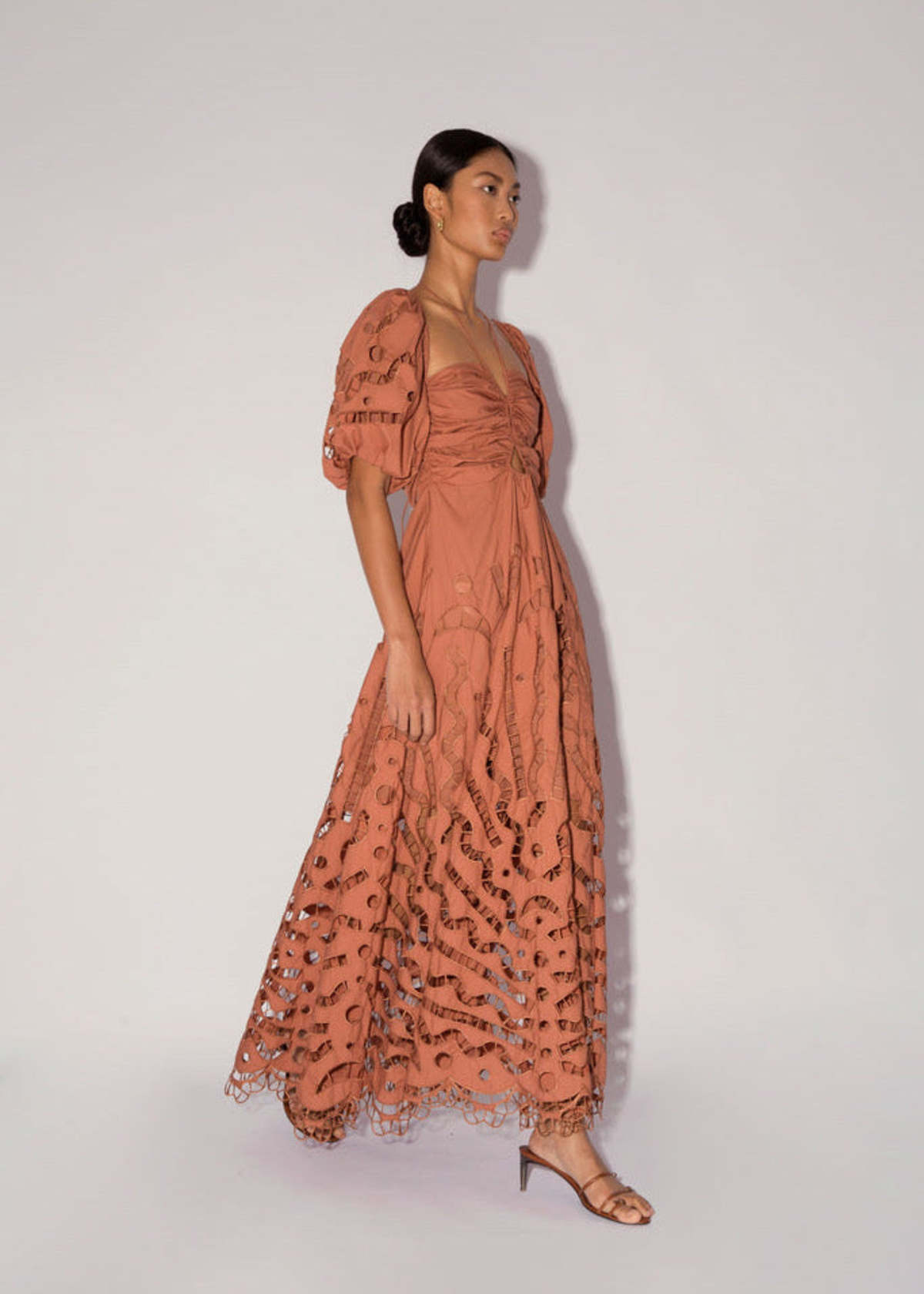 Mabel and Moss Magali Pascal Flores Eyelet Cotton Halter Dress - Sienna ...