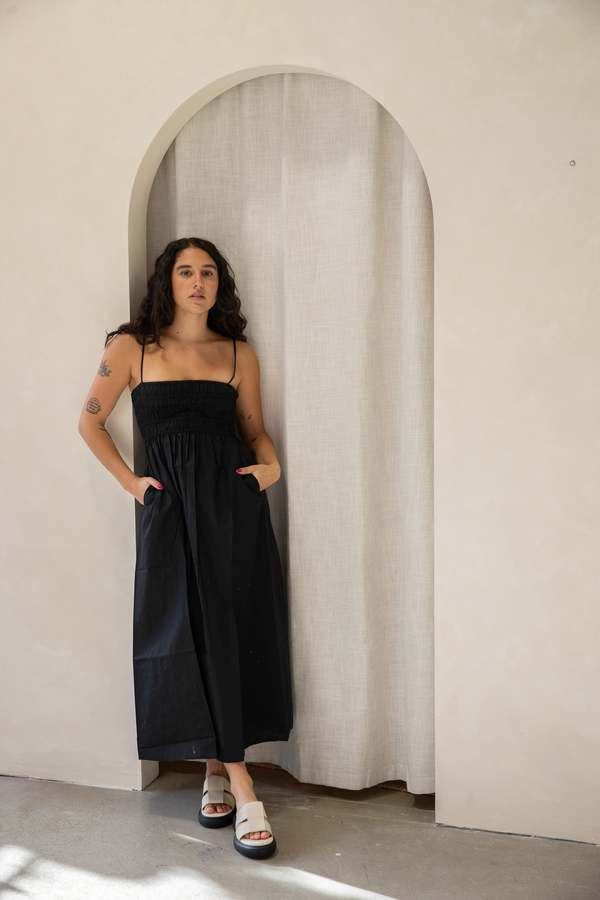 Faithfull The Brand Marieka Midi Dress - Black | Garmentory