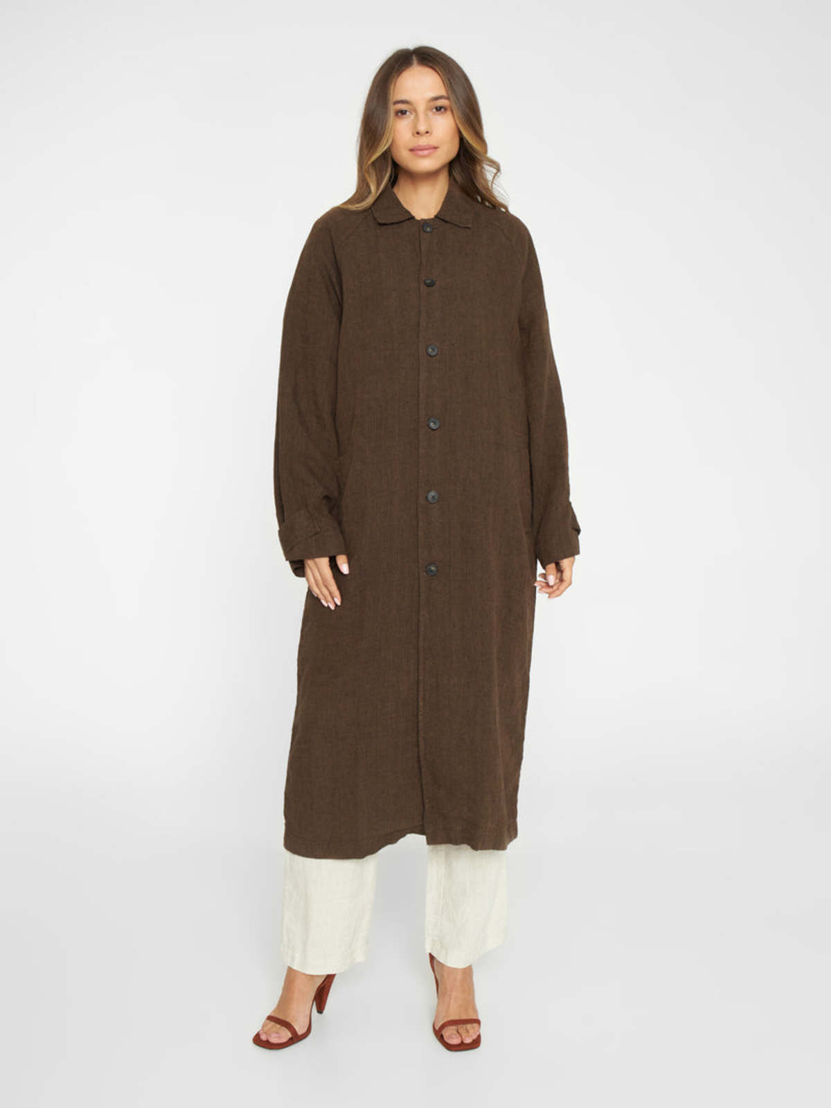 knowledge cotton apparel Loose linen car coat - Cub | Garmentory