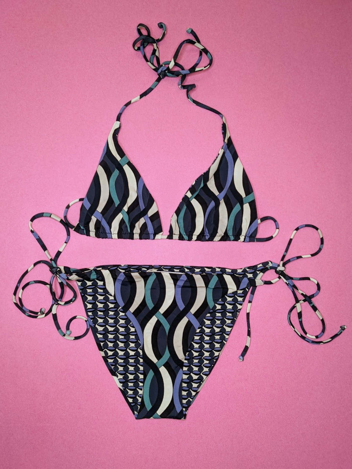 Siyu Dalida Reversible Tie Side Bikini Bottom - Blue Multi | Garmentory