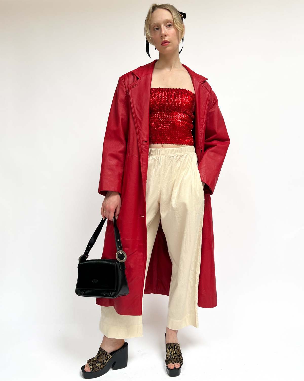 Leather Maxi Trench - Red | Garmentory