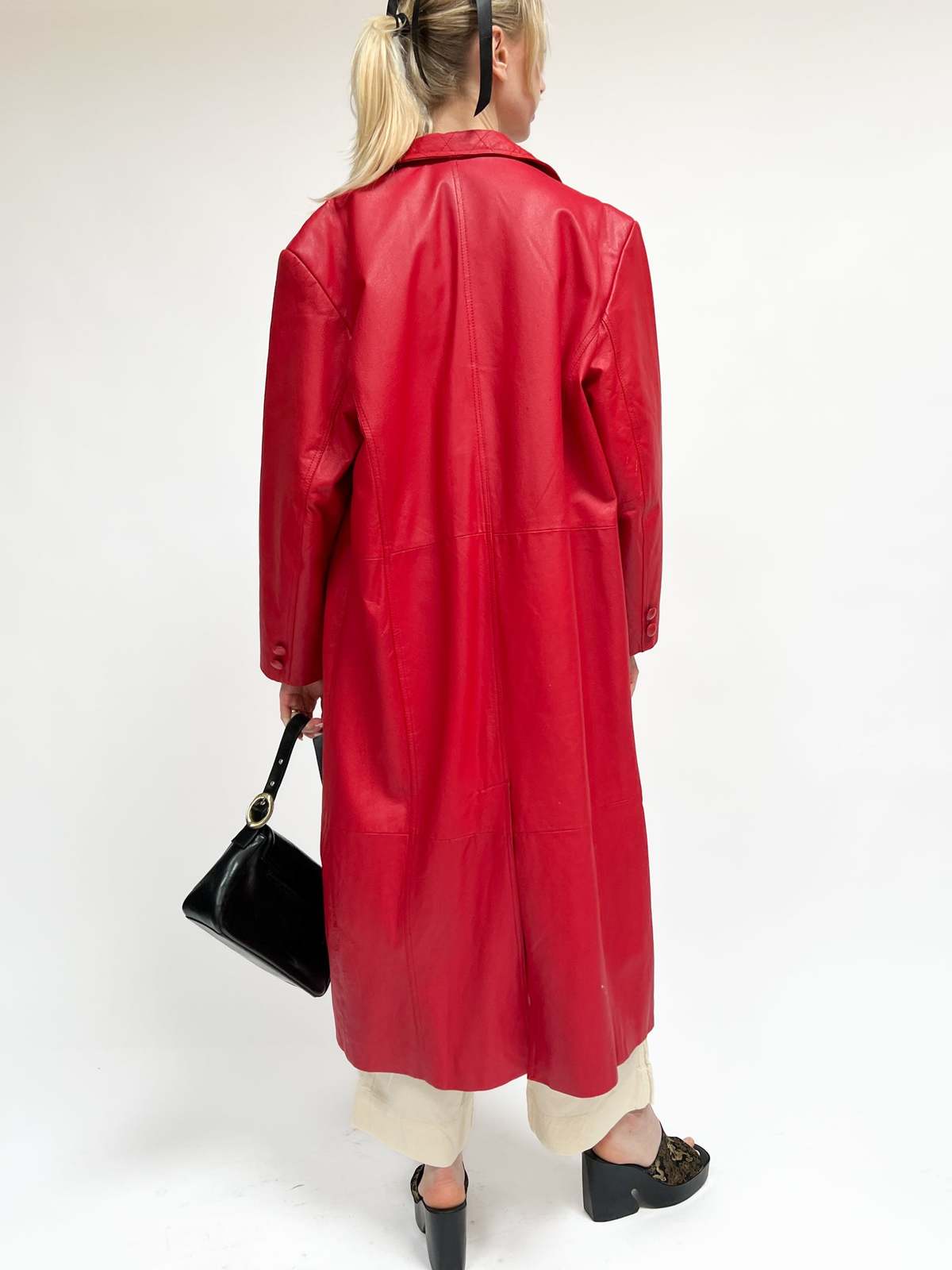 Leather Maxi Trench - Red | Garmentory