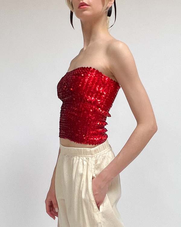 Sequin Tube Top - Red | Garmentory