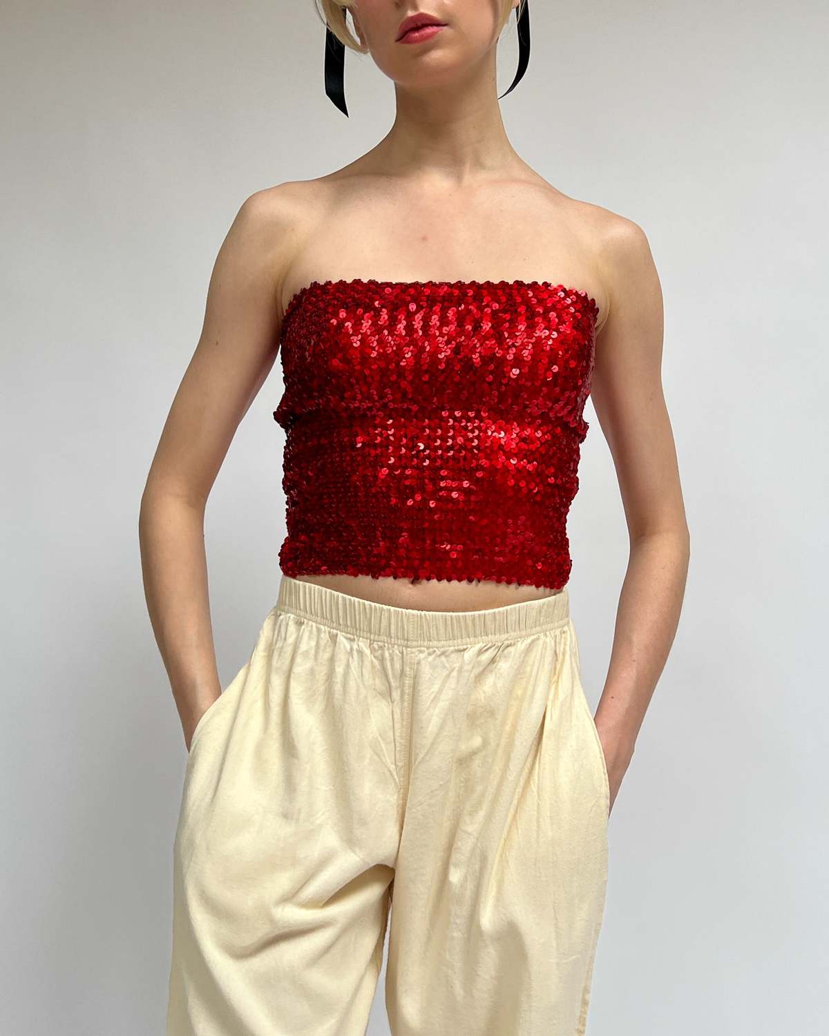 Sequin Tube Top - Red | Garmentory