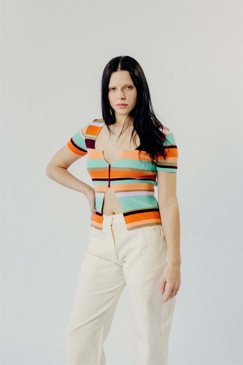Arthur Stripe Split Top - Multi | Garmentory