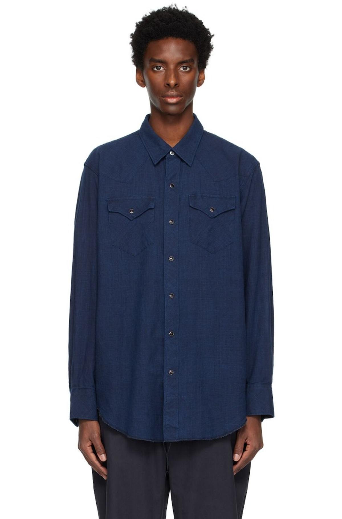 Engineered Garments Press Stud Shirt - Navy | Garmentory
