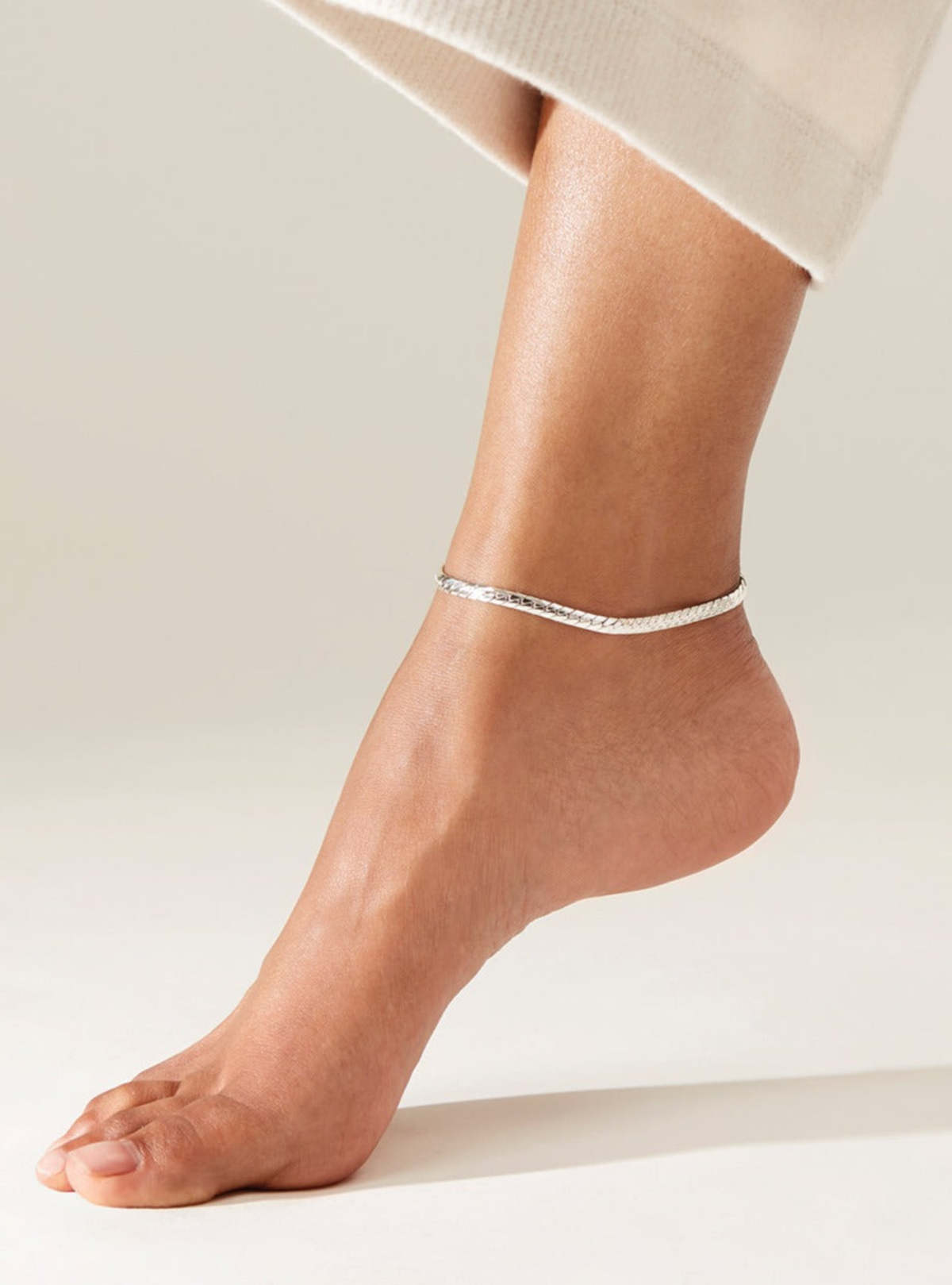 Jenny Bird Snake Chain Priya Anklet - Silver | Garmentory