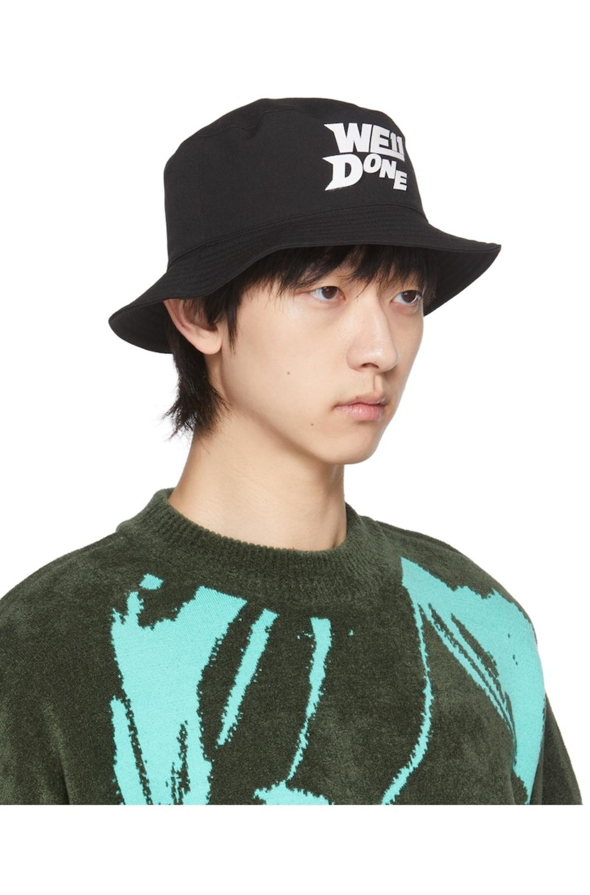 We11done Black Basic Logo Bucket Hat | Garmentory