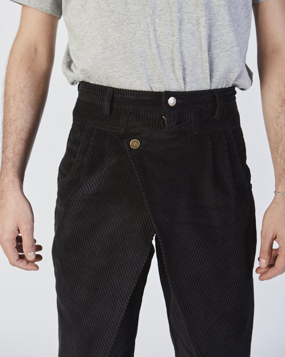 69 Front Flap Pants In Black Corduroy | Garmentory
