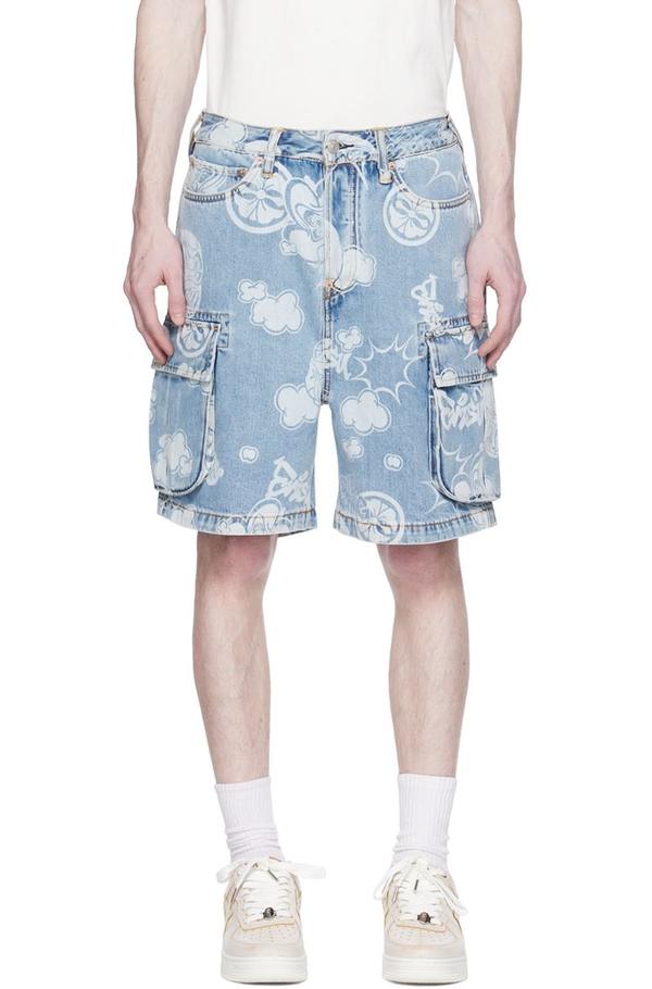 Evisu Blue Graffiti Denim Shorts | Garmentory