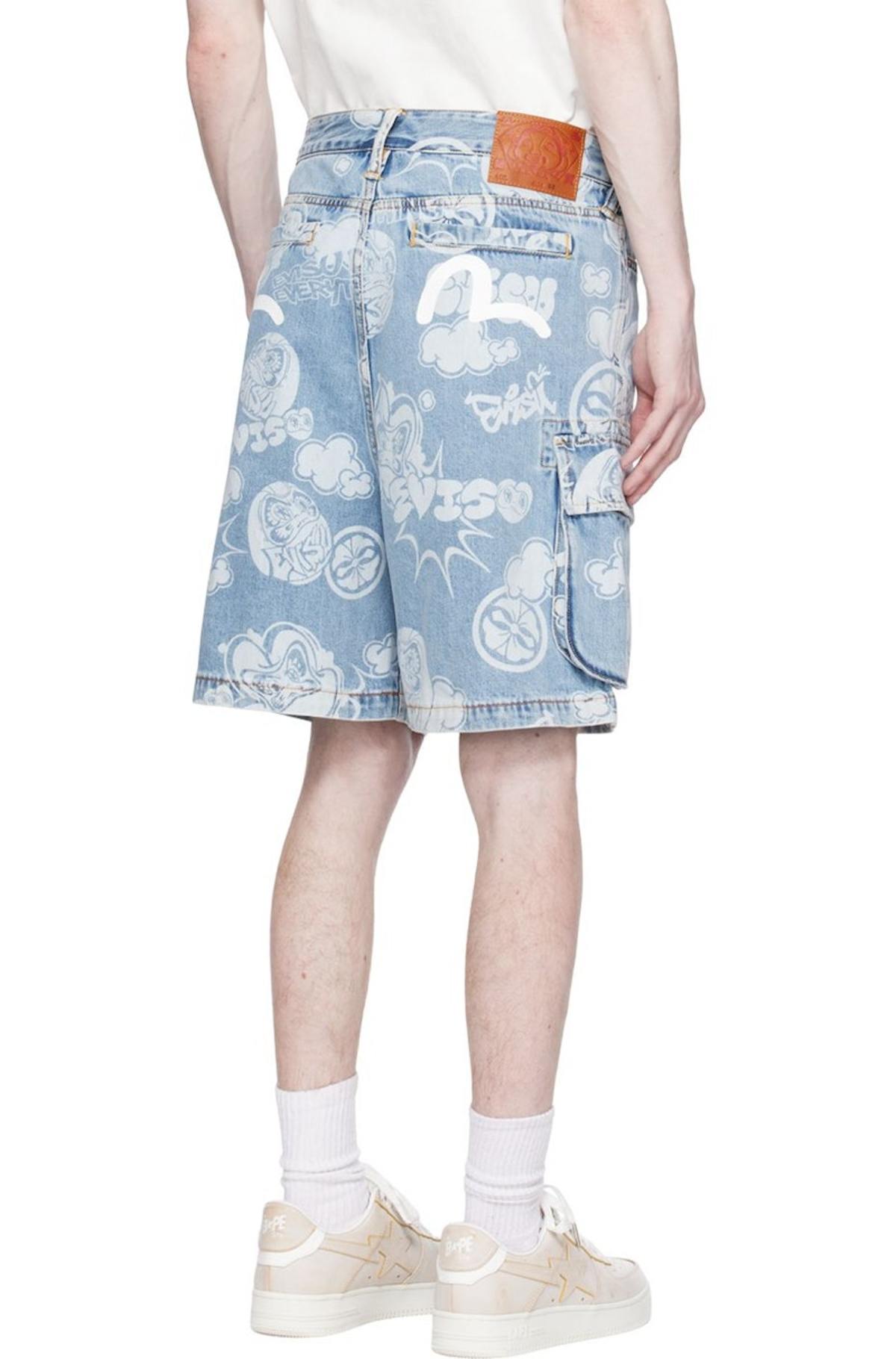 Evisu Blue Graffiti Denim Shorts | Garmentory
