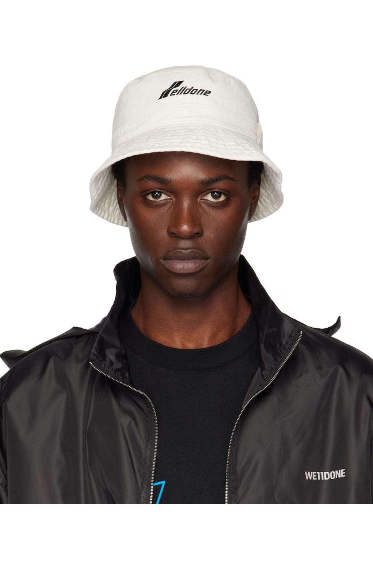 We11done White Washed WD Logo Bucket Hat | Garmentory