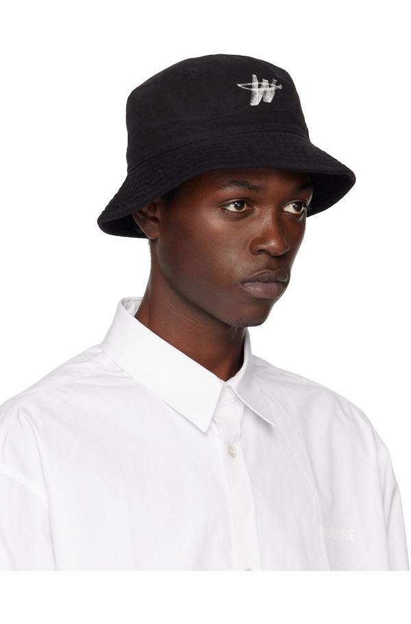We11done Black WD One Logo Bucket Hat | Garmentory