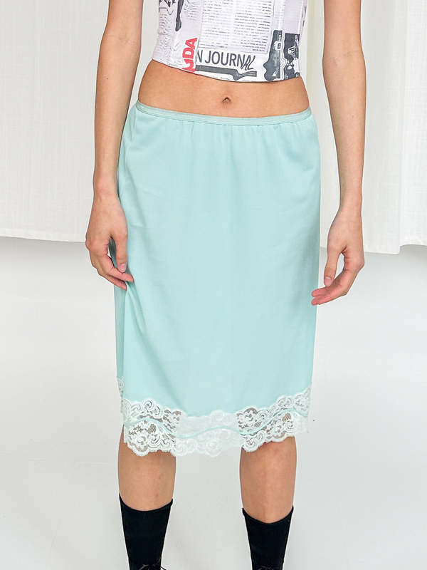 Lace Slip Skirt - Blue | Garmentory
