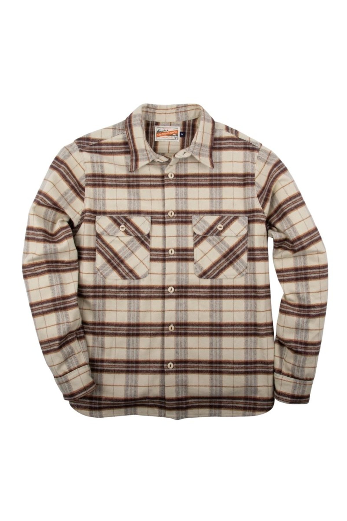 Freenote Cloth Benson Overshirt - Cream Plaid | Garmentory