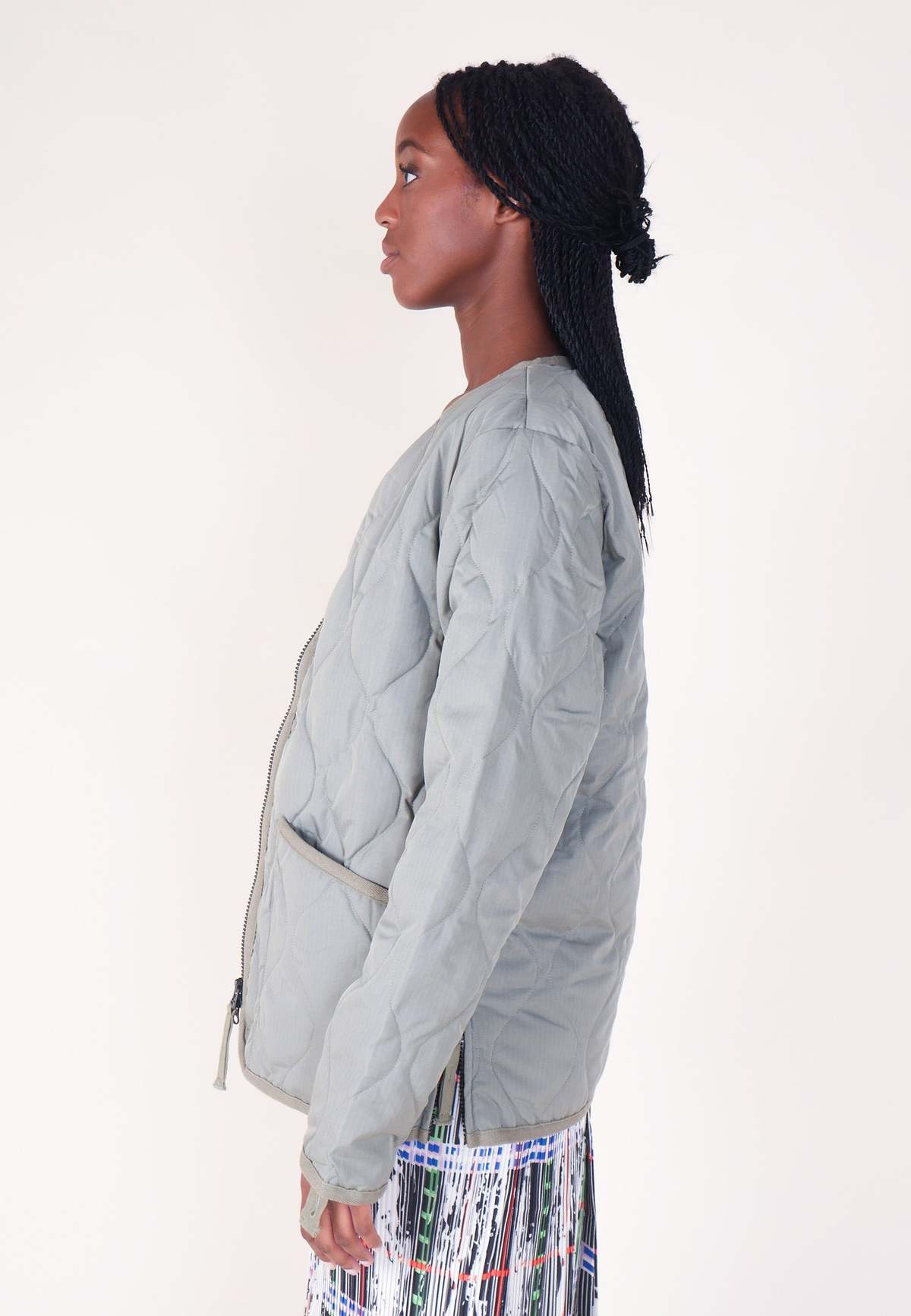 TAION Military Zip V Neck Down Jacket - Sage Green | Garmentory