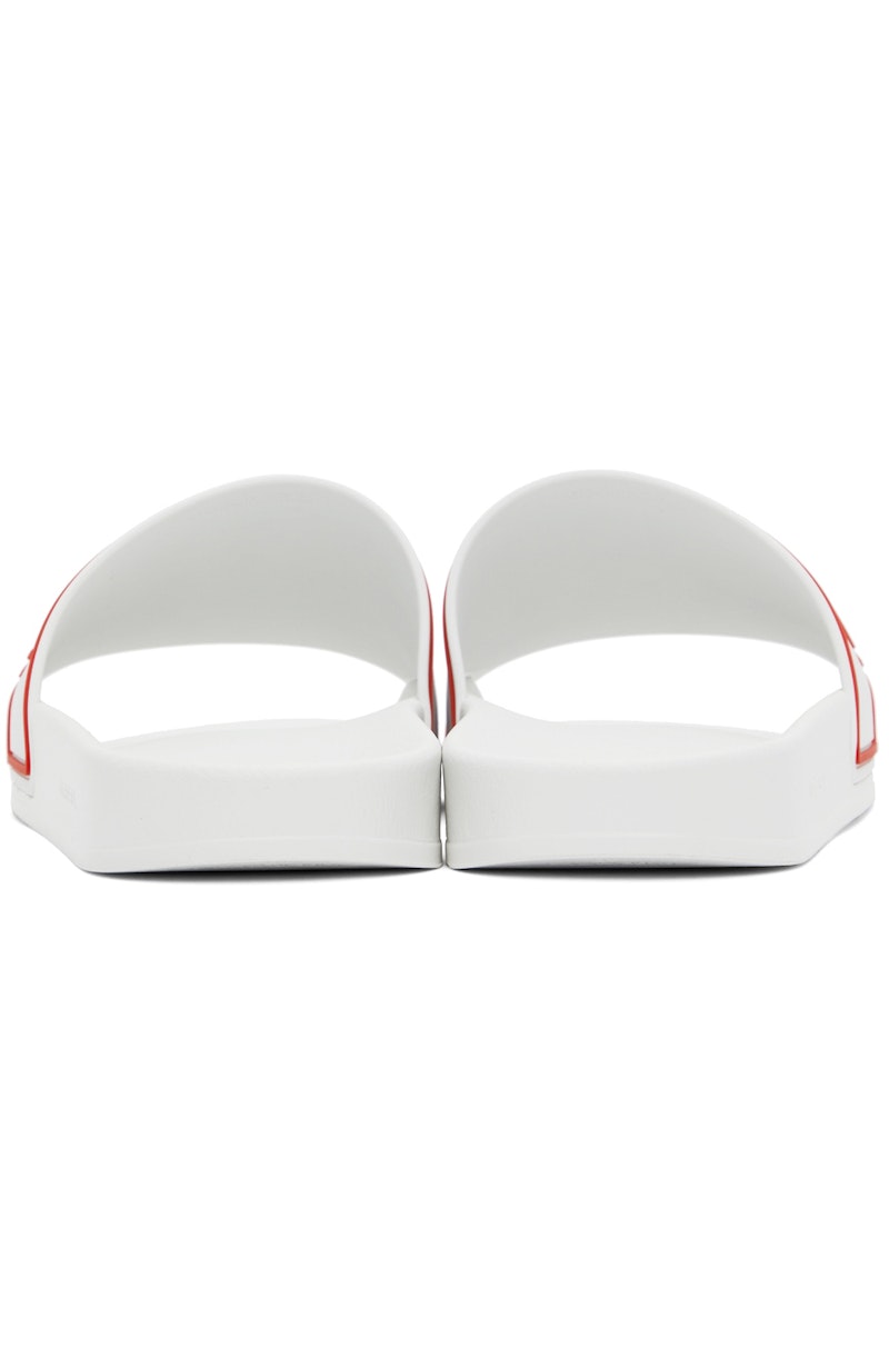 Diesel White & Red Logo Slides | Garmentory