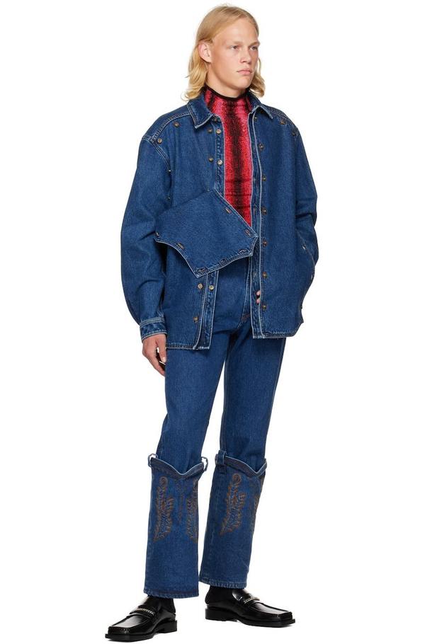 Y/Project Cowboy Cuff Jeans - Navy | Garmentory