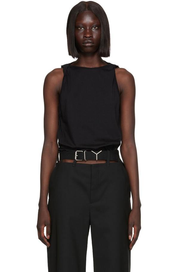Y/Project Black Twisted Shoulder Tank Top | Garmentory