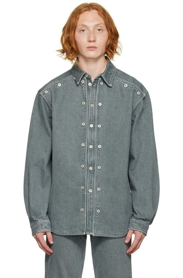 Y/Project Gray Panel Denim Shirt | Garmentory
