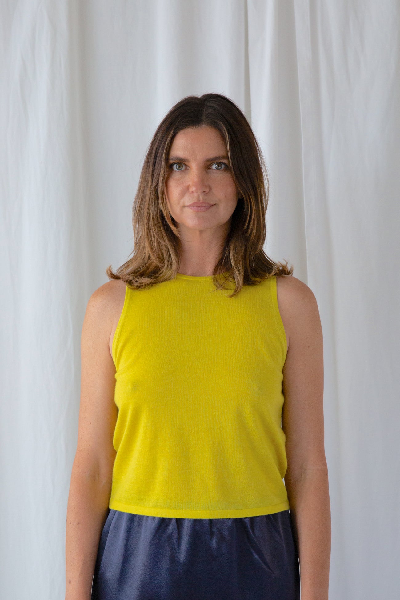 Tibi Tissue Cashmere Tank - Mustard | Garmentory