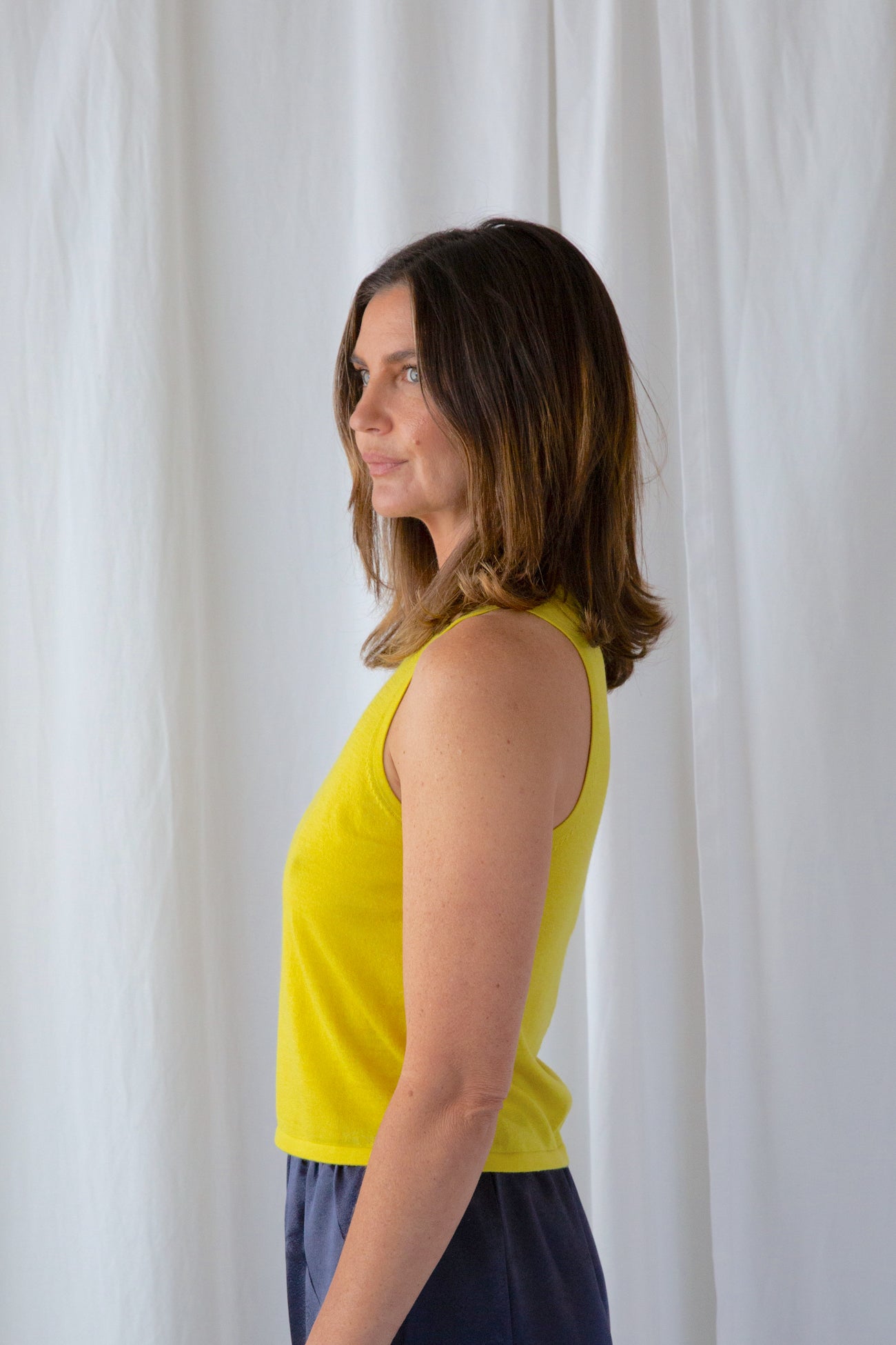 Tibi Tissue Cashmere Tank - Mustard | Garmentory