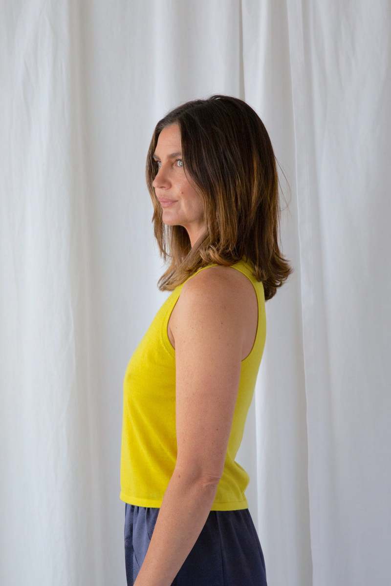 Tibi Tissue Cashmere Tank - Mustard | Garmentory