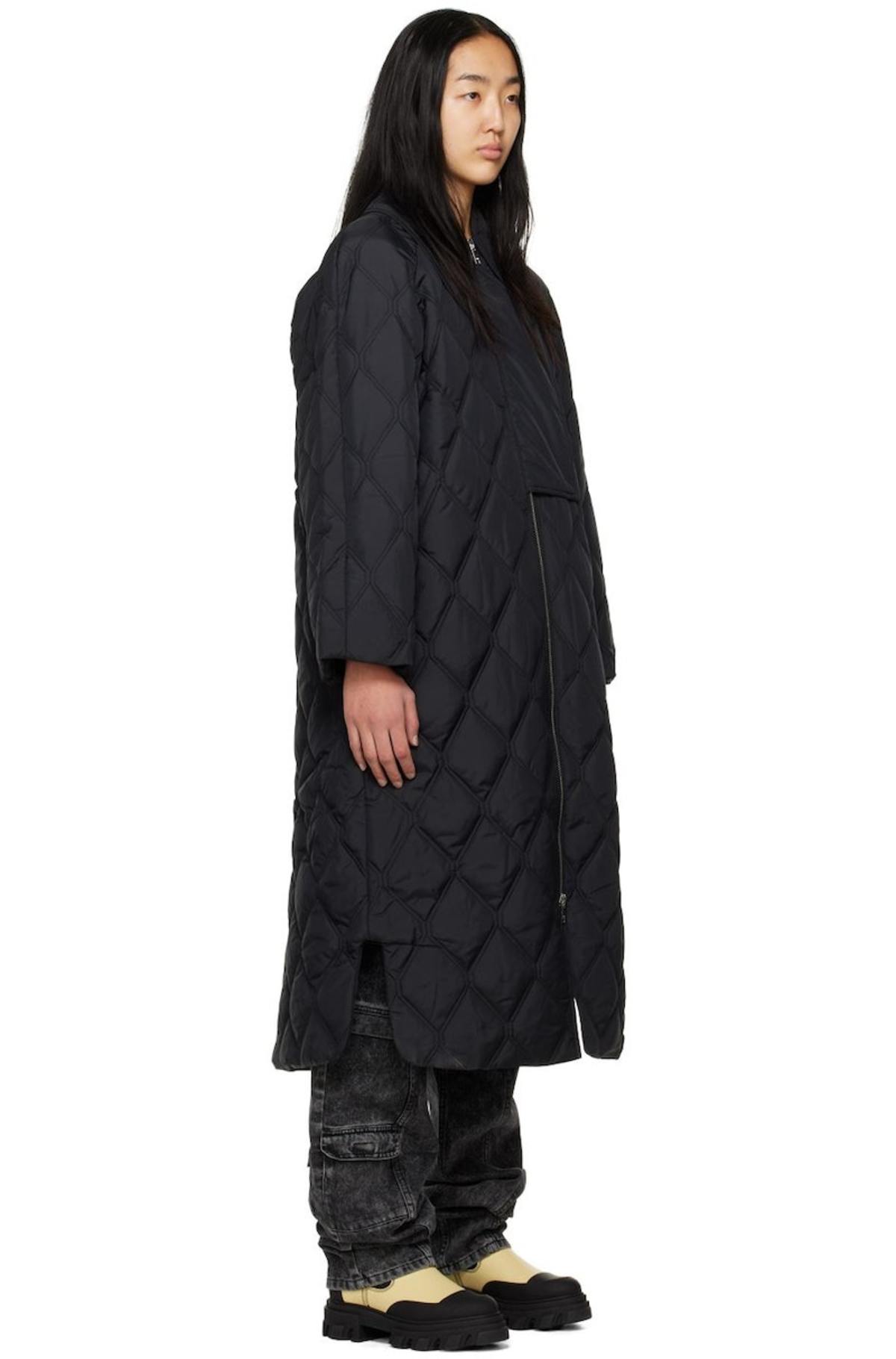 GANNI Quilted Coat - Black | Garmentory
