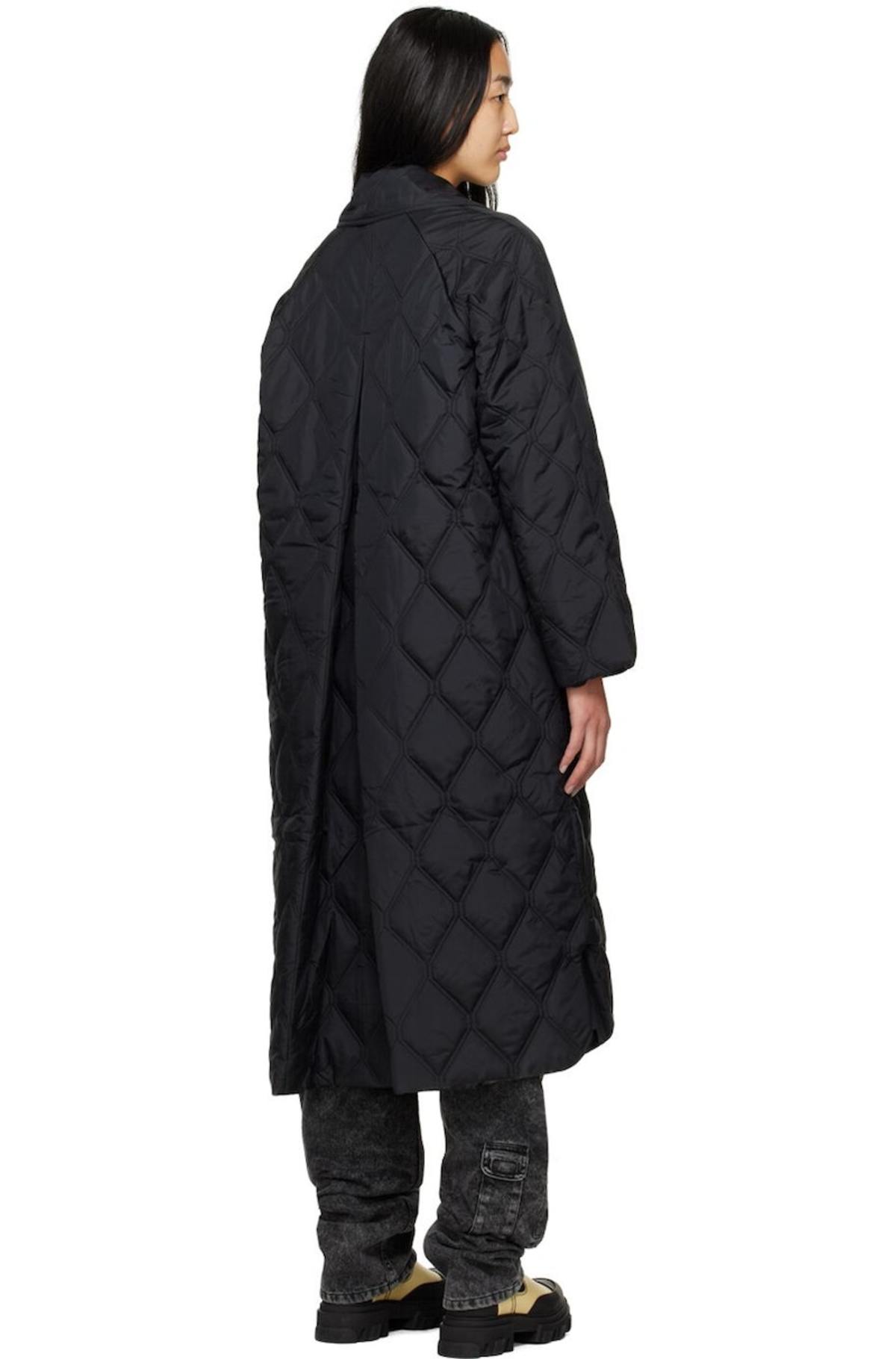 GANNI Quilted Coat - Black | Garmentory