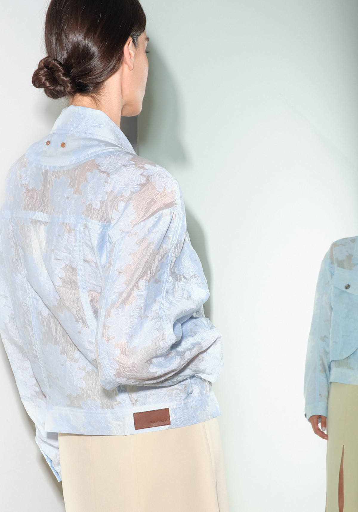 ANDERSSON BELL Flower Sheer Zip Up Jacket - Sky | Garmentory