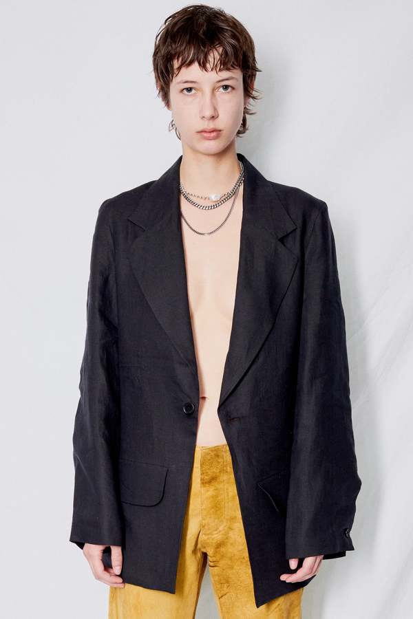 Gabriela Coll Garments Linen Jacket - Black | Garmentory