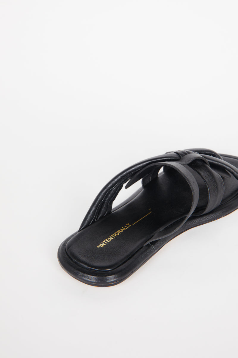 "INTENTIONALLY __________." CHA SANDAL - BLACK | Garmentory