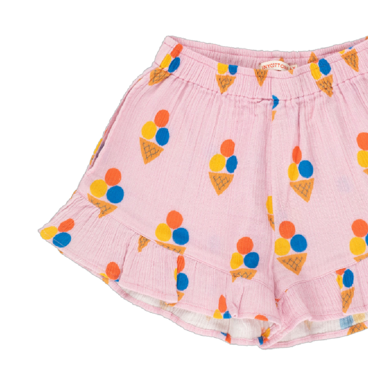 Kids Tinycottons Ice Cream Frills Short - Pink | Garmentory