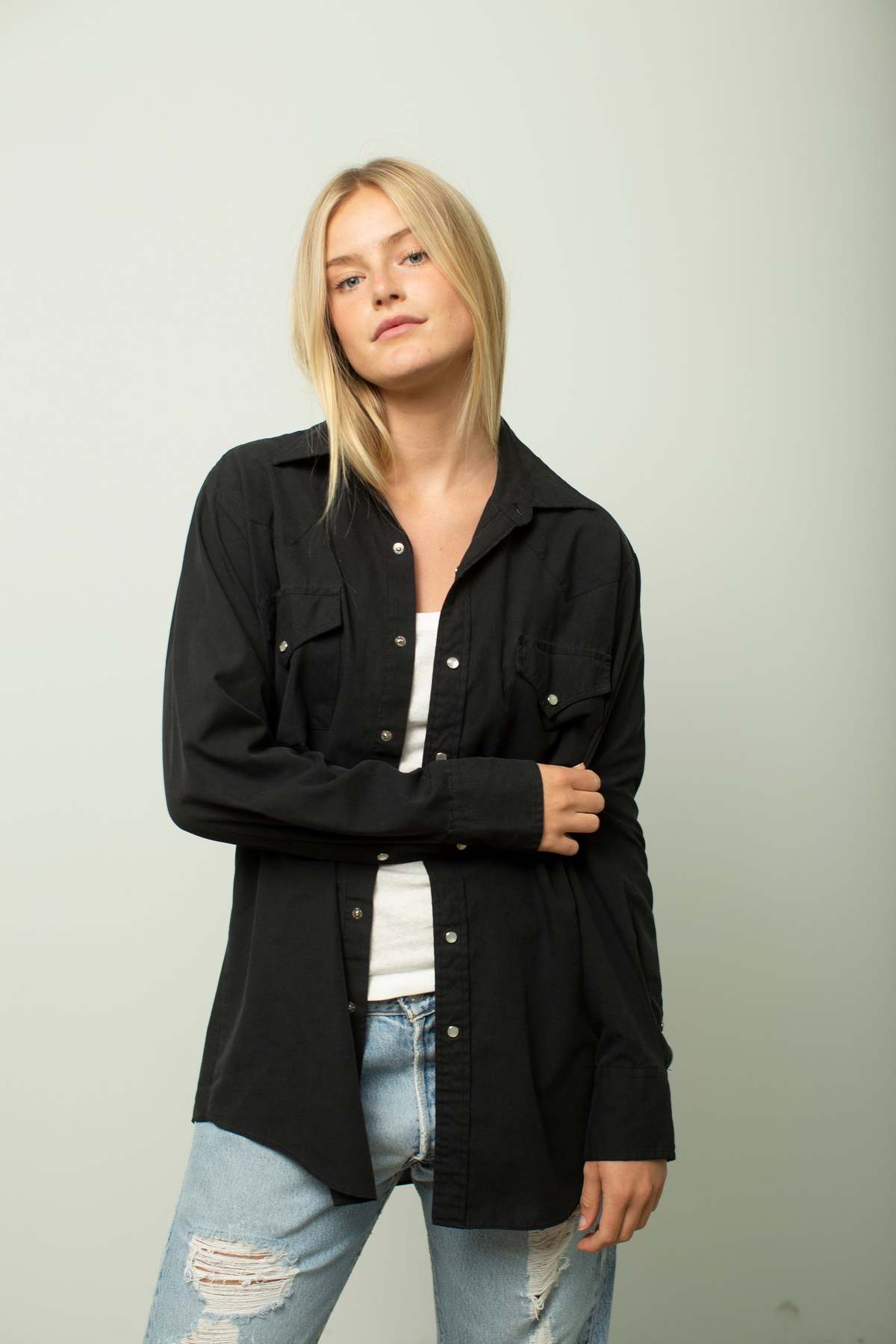 Western Pearl Snap - Black | Garmentory