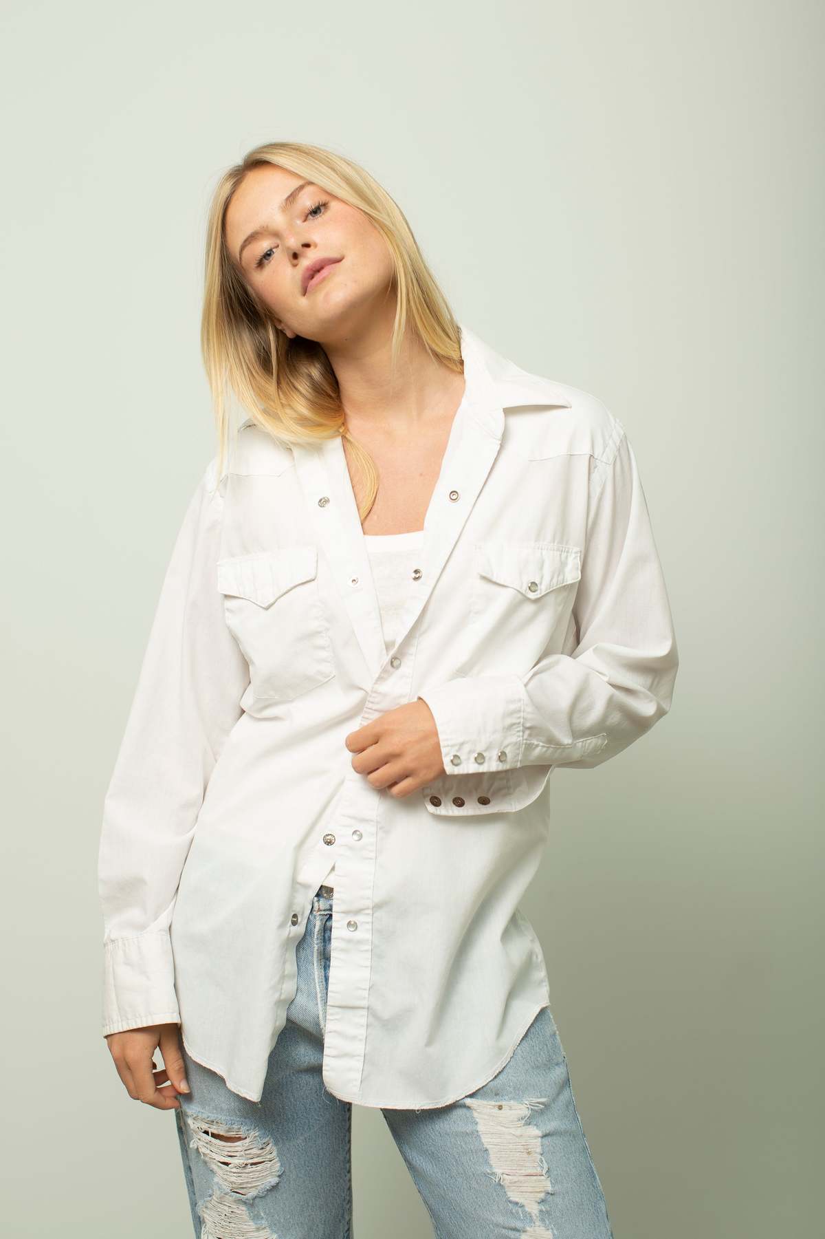 Wrangler Pearl Snap - White | Garmentory