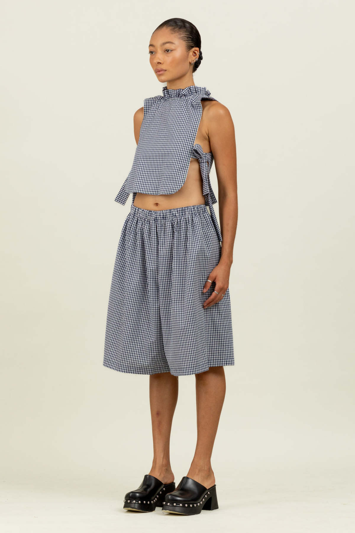 Toit Volant ADELE LONG SHORTS - NAVY GINGHAM | Garmentory