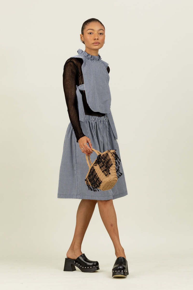 Toit Volant ADELE LONG SHORTS - NAVY GINGHAM | Garmentory