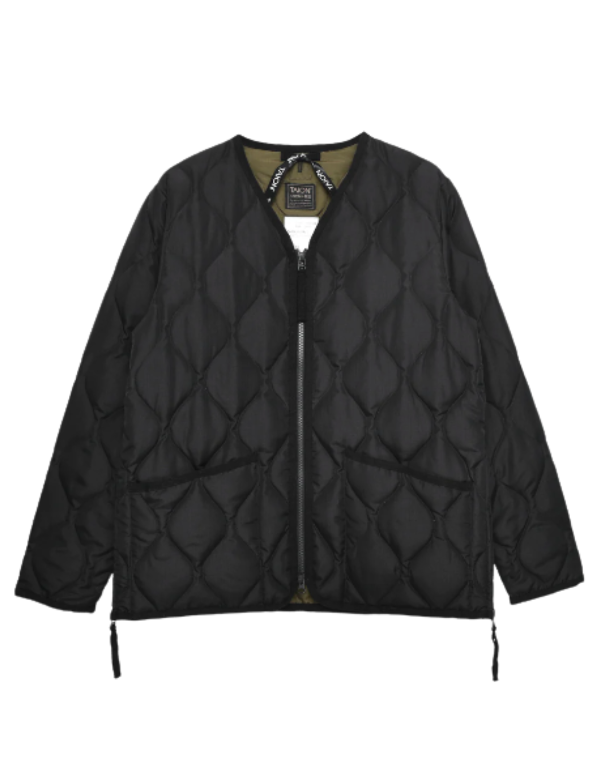 TAION Military Zip V Neck Down Jacket - Black | Garmentory
